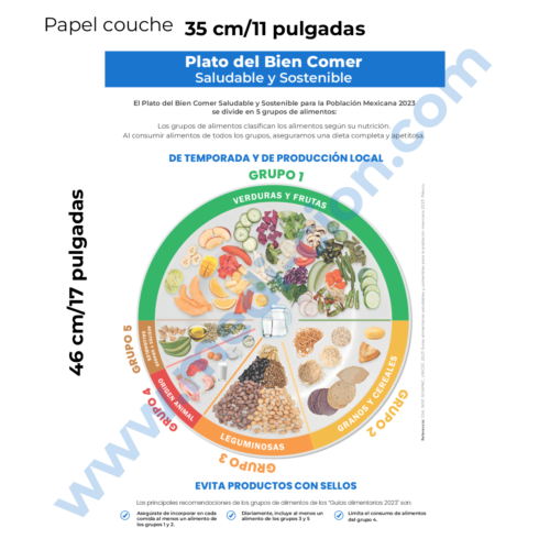 Póster "El Plato del Bien Comer Saludable y Sostenible" - Medi-ción